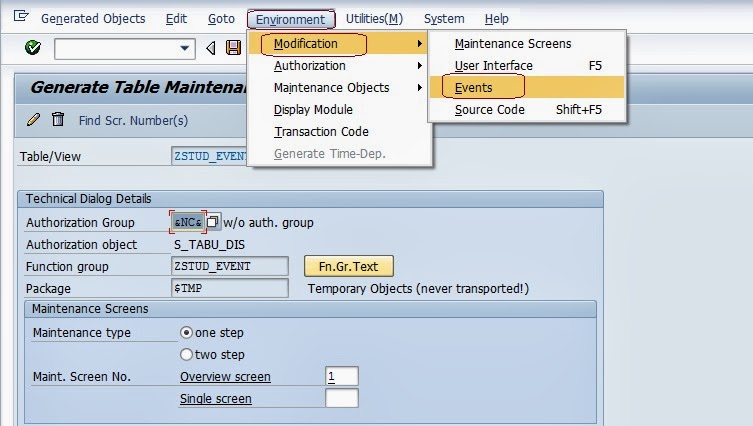 Table Events – SAPCODES
