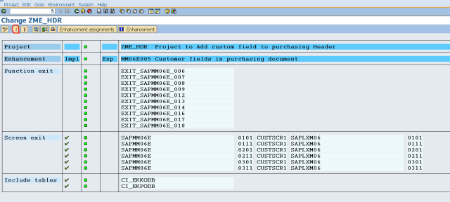 Screen Exit- ME21N/ME22N/ME23N- Header – SAPCODES