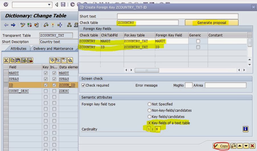 Text Table – SAPCODES
