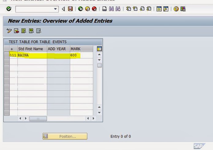 Table Events – SAPCODES