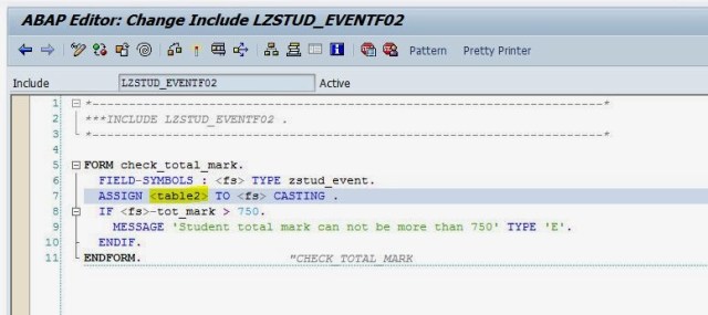 Table Events – SAPCODES