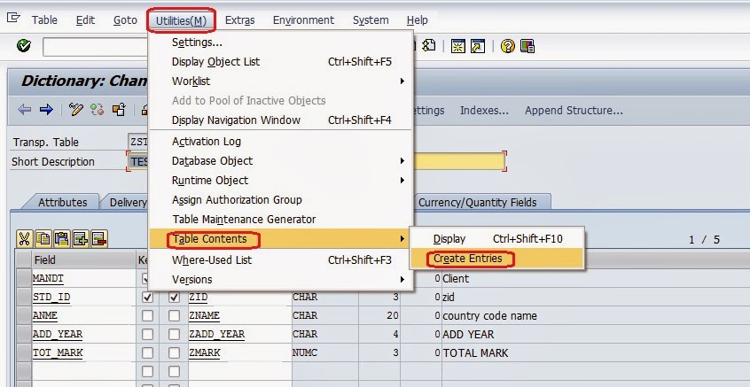 Table Events – SAPCODES