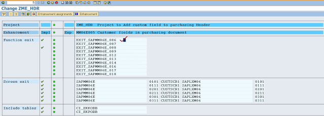 Screen Exit- ME21N/ME22N/ME23N- Header – SAPCODES