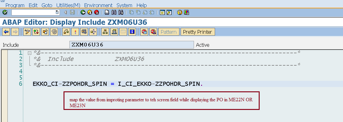 Screen Exit- ME21N/ME22N/ME23N- Header – SAPCODES