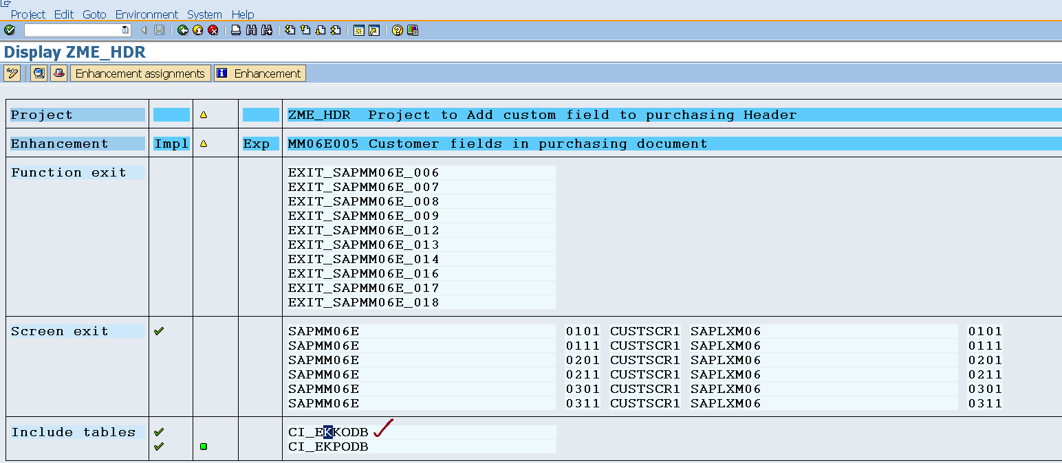 Screen Exit- ME21N/ME22N/ME23N- Header – SAPCODES