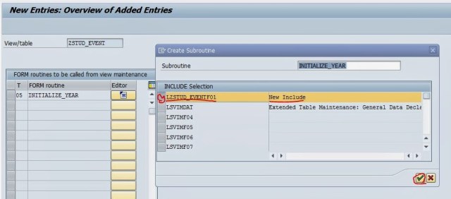 Table Events – SAPCODES