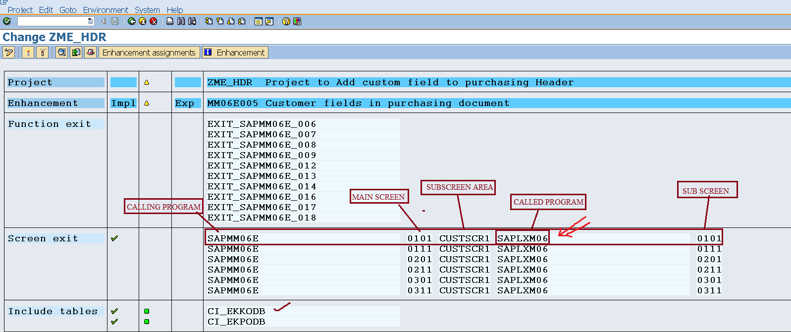 Screen Exit- ME21N/ME22N/ME23N- Header – SAPCODES