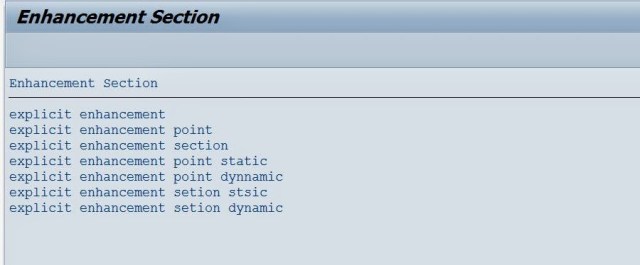 Explicit Enhancement: Enhancement Section – SAPCODES