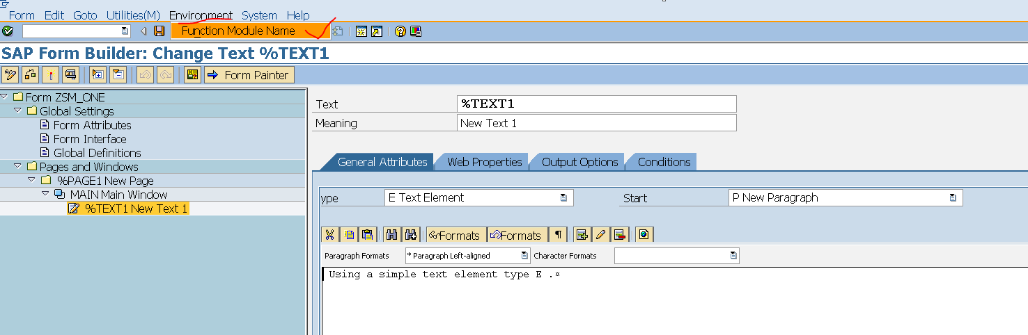 Text Element in Window – SAPCODES