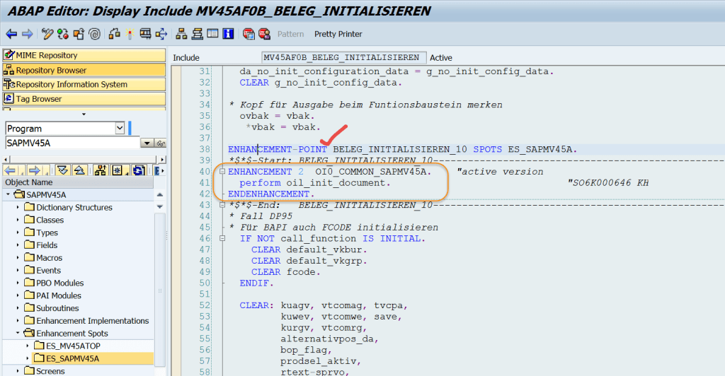 Searching Enhancement Point & Section – SAPCODES