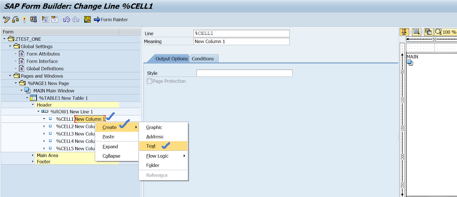 Designing table in smartform – SAPCODES