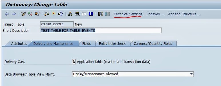 Table Events – SAPCODES