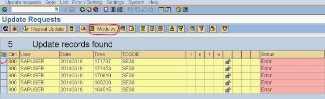 Update Function Module Failure Analysis – SAPCODES