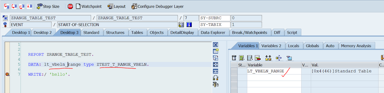 Range Table Type – SAPCODES
