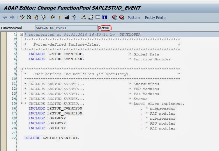 Table Events – SAPCODES