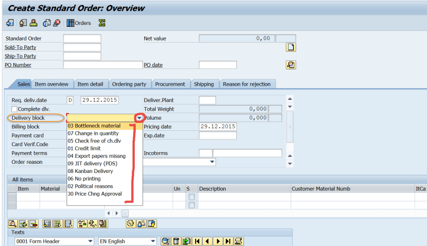 Block Reason for Delivery – SAPCODES