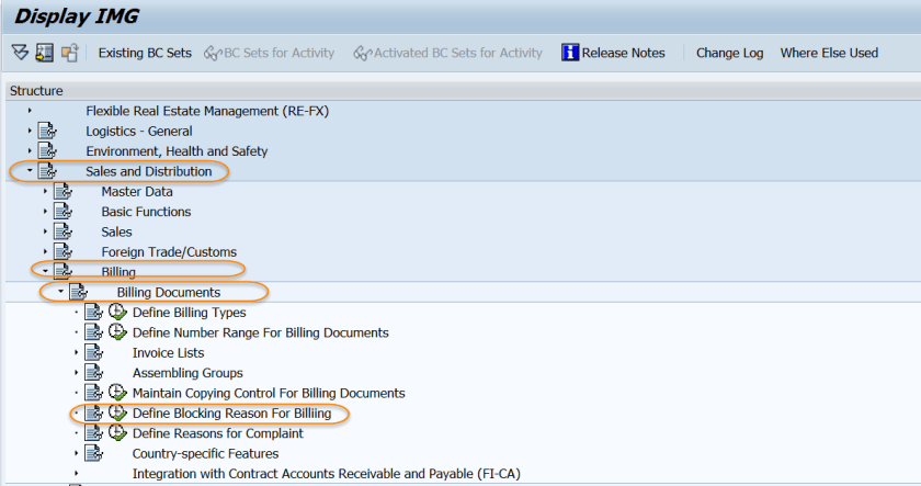 Block Reason for Billing – SAPCODES