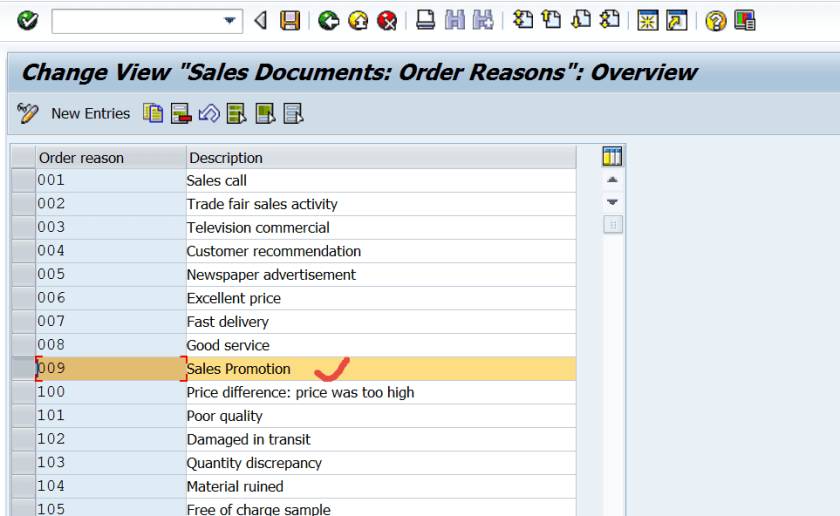 Order Reason in SD – SAPCODES
