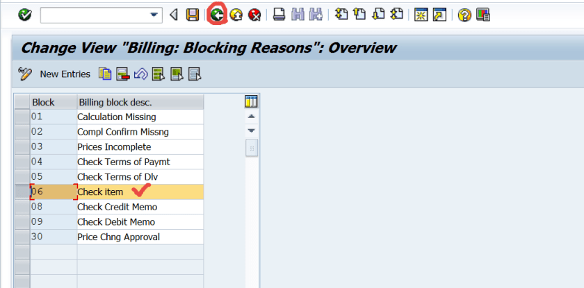 Block Reason for Billing – SAPCODES
