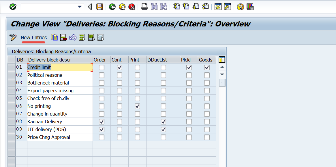 Block Reason for Delivery – SAPCODES