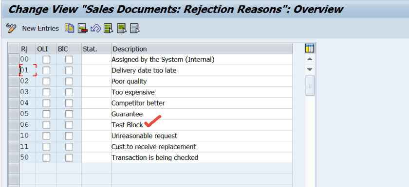 Rejection Reason in SD – SAPCODES