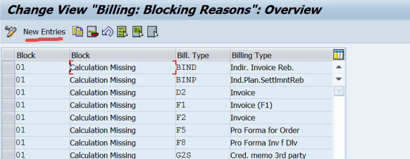 Block Reason for Billing – SAPCODES