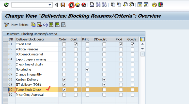 Block Reason for Delivery – SAPCODES