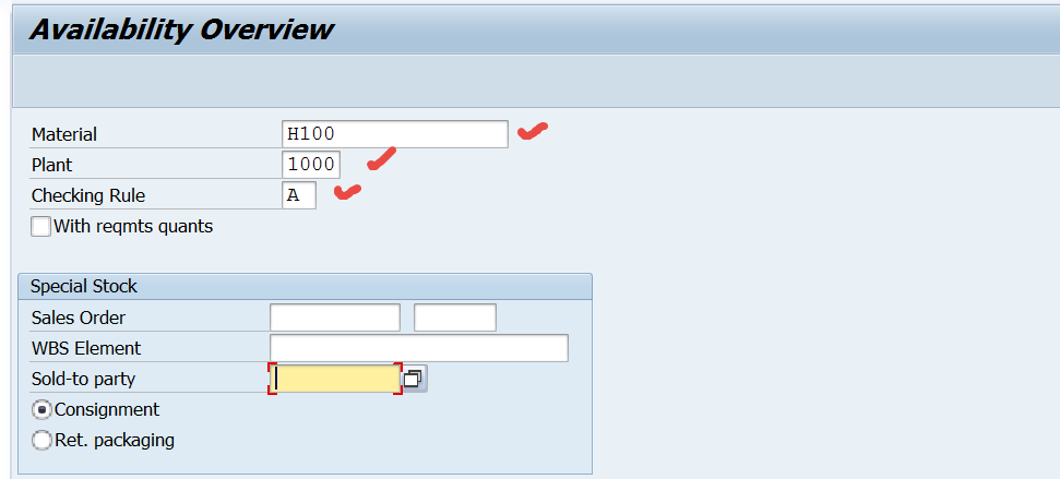 Material Availability – Stock Check – SAPCODES