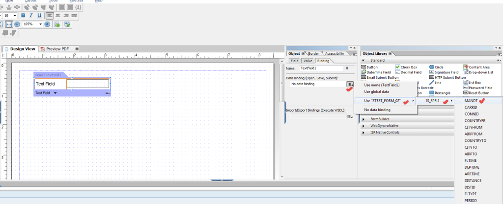 Displaying text field(s) & Calling Adobe Form Programatically – SAPCODES