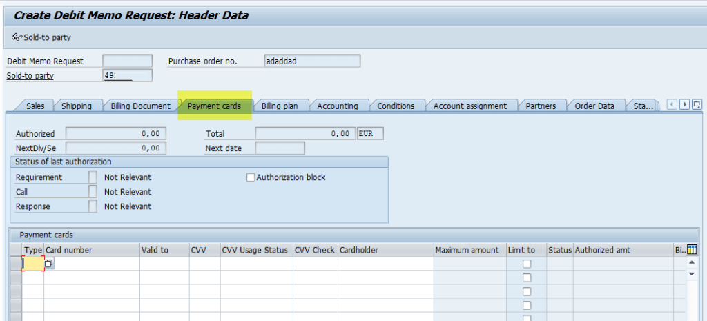 How to activate Payment Card tab in Sales Order Transaction – SAPCODES