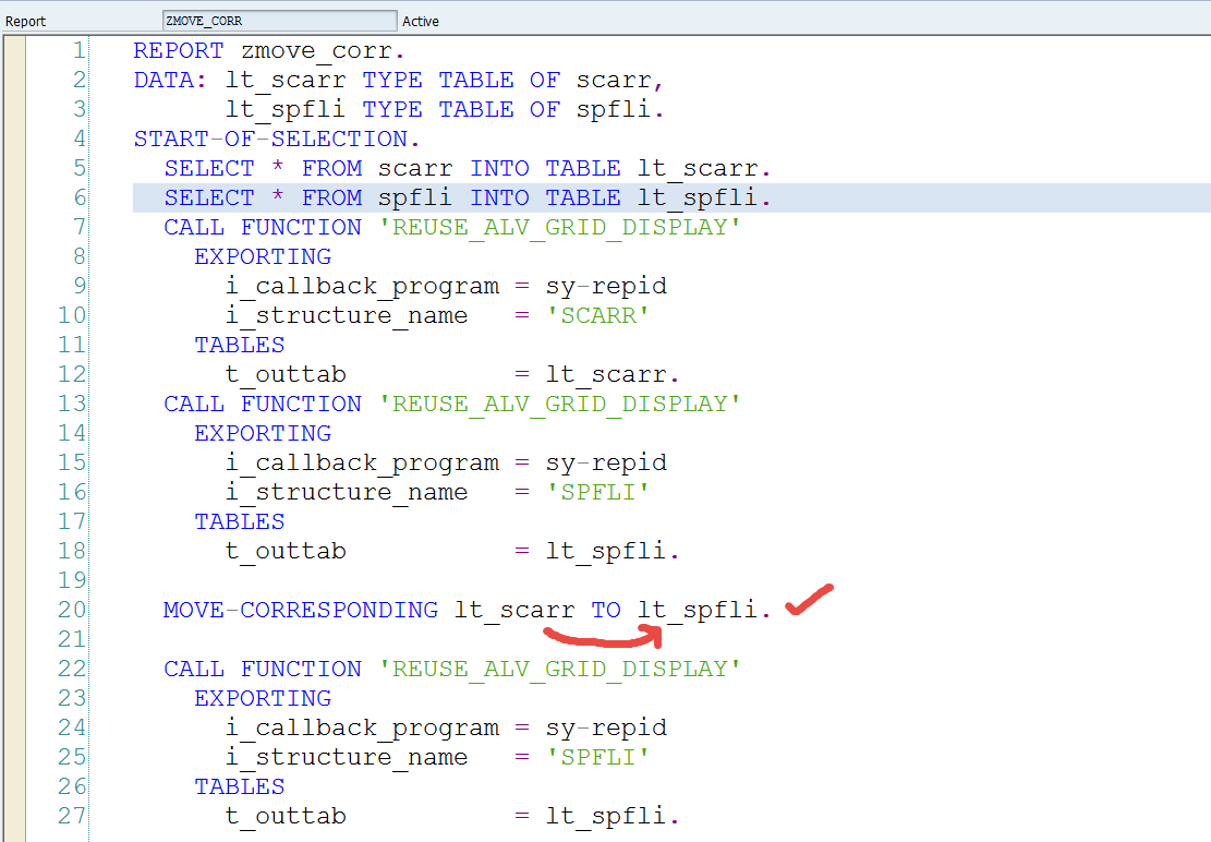 MOVE-CORRESPONDING for Internal Tables – SAPCODES