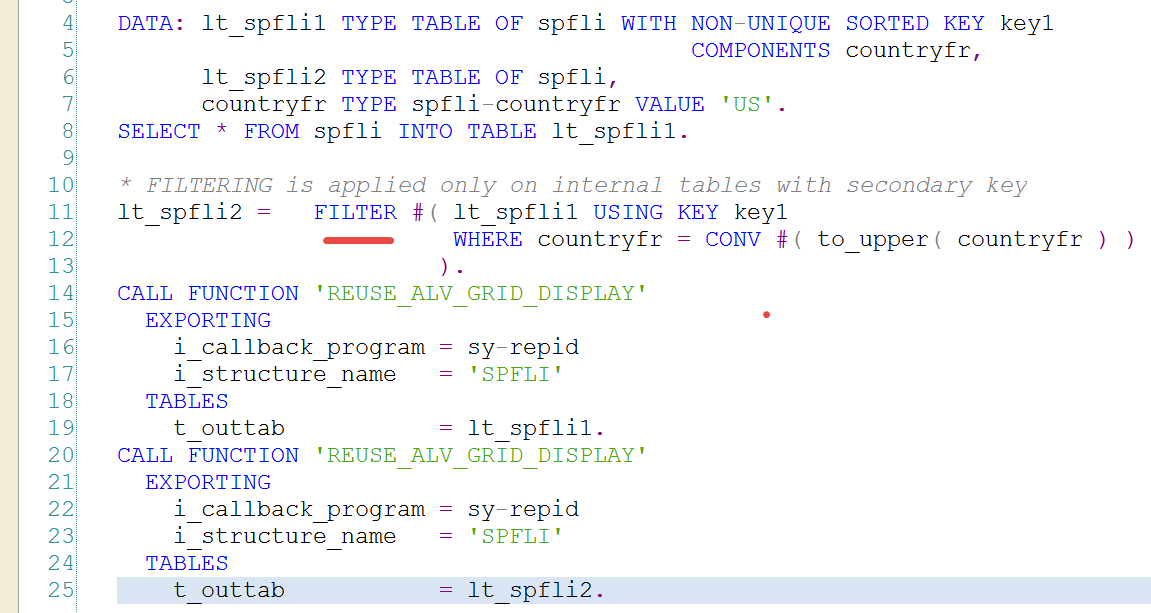 FILTER on Internal Table – SAPCODES