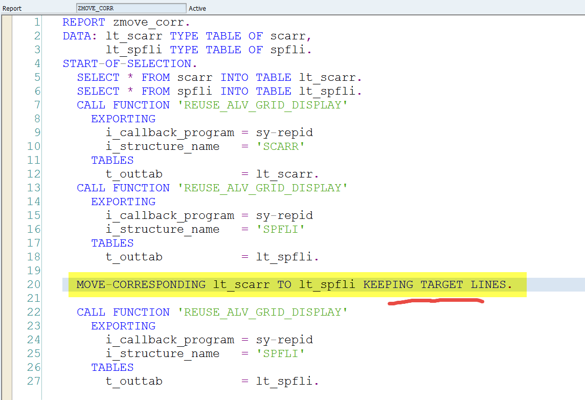 MOVE-CORRESPONDING for Internal Tables – SAPCODES