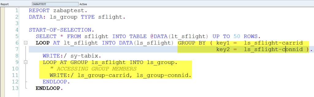 Internal Table with Group By – SAPCODES