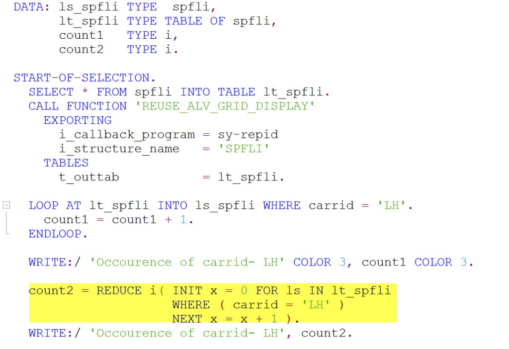 REDUCE Operator in ABAP- Use1 – SAPCODES