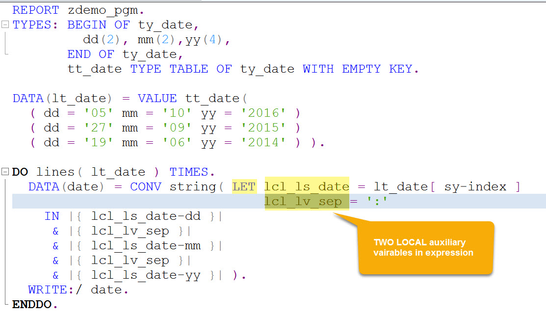 Local Declarations in Expressions – SAPCODES