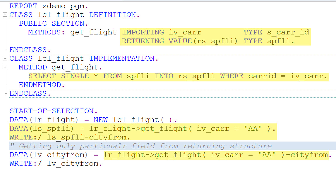 Referencing specific field in returned structure – SAPCODES
