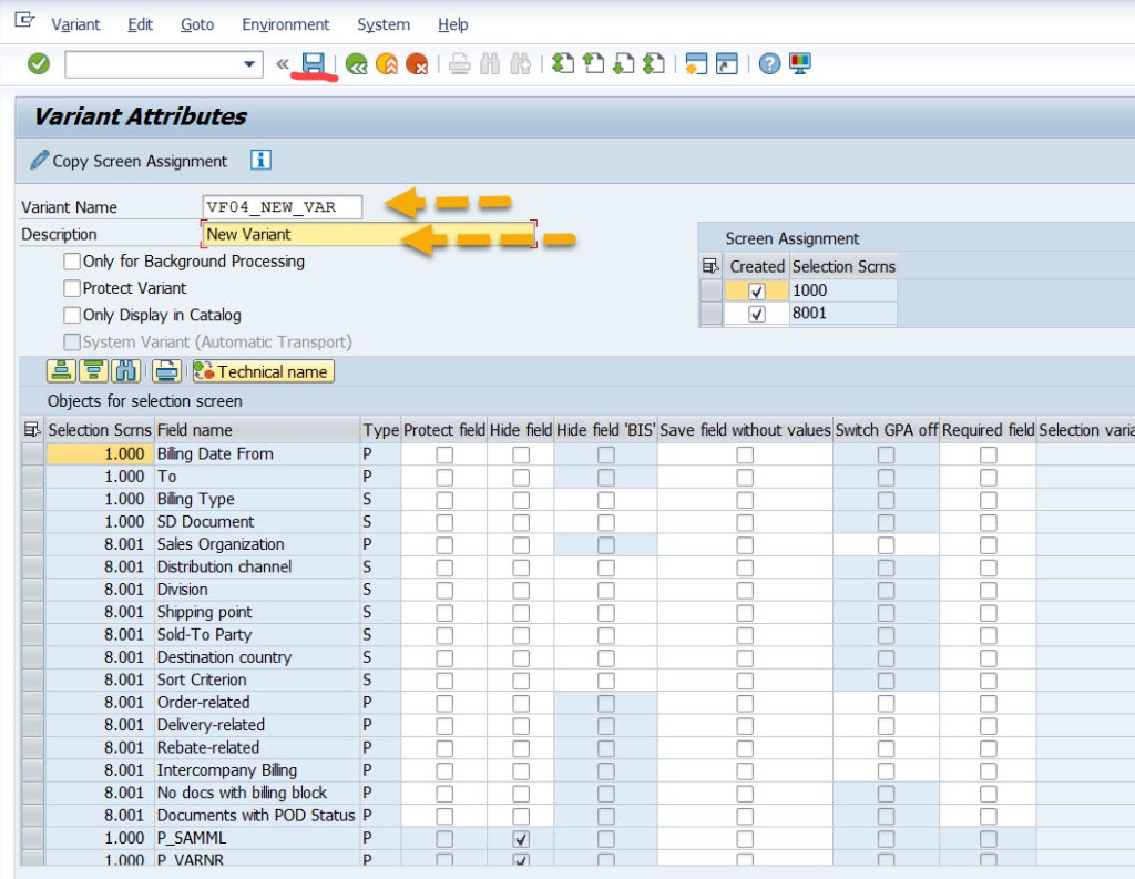 Report Variant Transport – SAPCODES