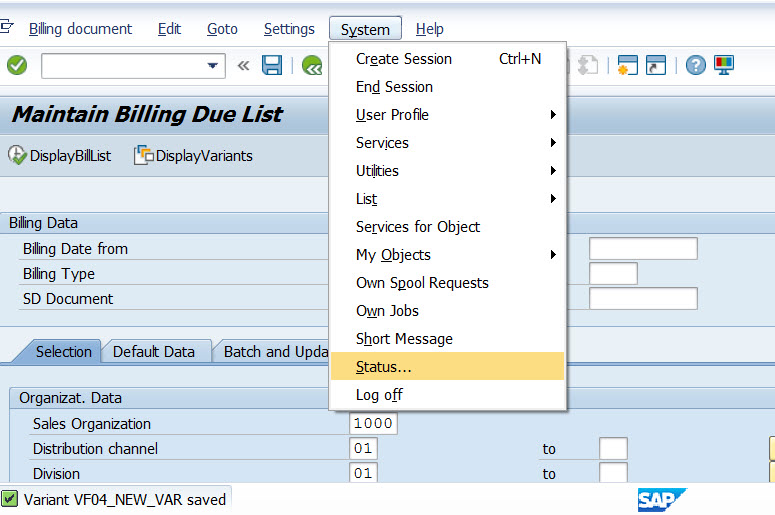 Report Variant Transport – SAPCODES
