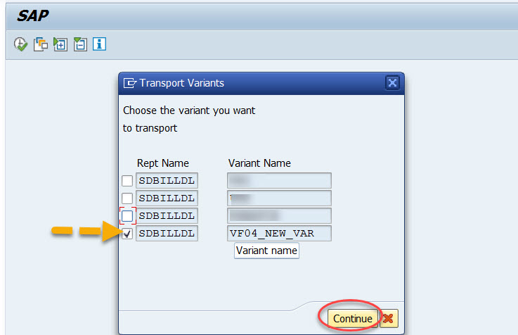 Report Variant Transport – SAPCODES