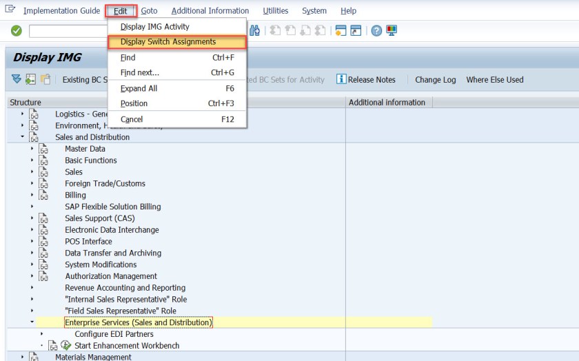 Switch Assigned to IMG Node – SAPCODES