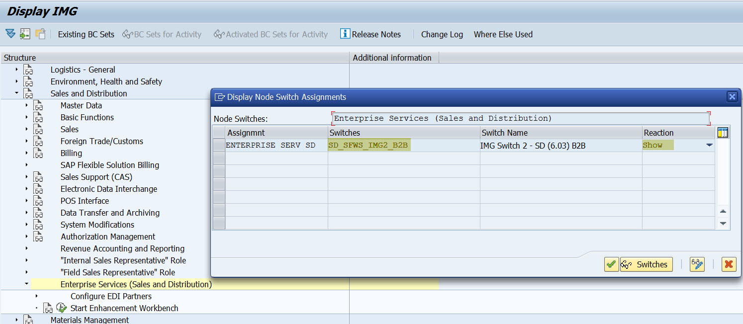 Switch Assigned to IMG Node – SAPCODES