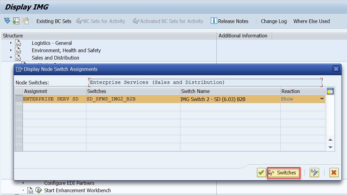 Switch Assigned to IMG Node – SAPCODES