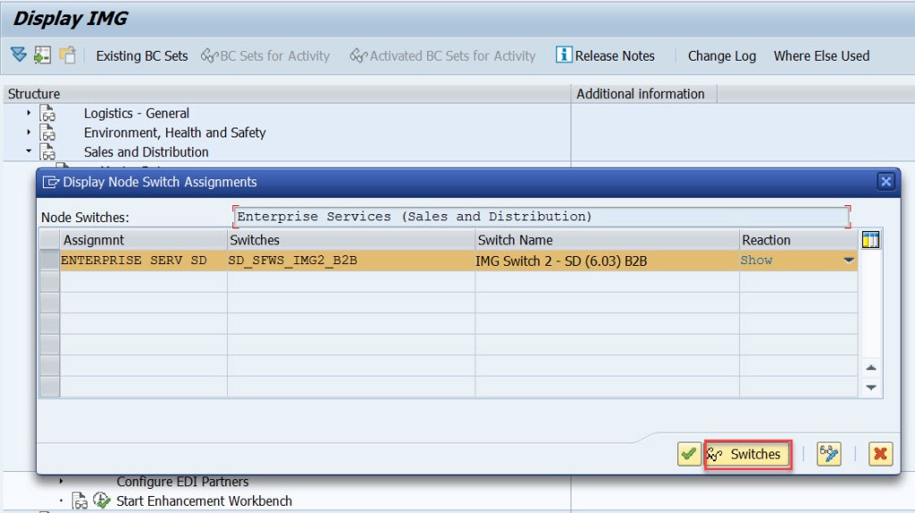 Switch Assigned to IMG Node – SAPCODES