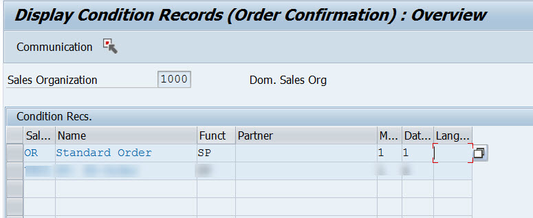 Condition Records for Sales Document Output – SAPCODES
