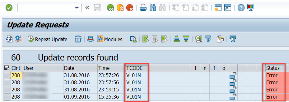 Update Program Administration – SAPCODES