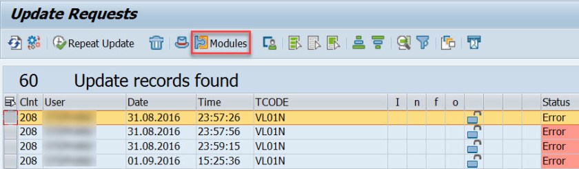 Update Program Administration – SAPCODES