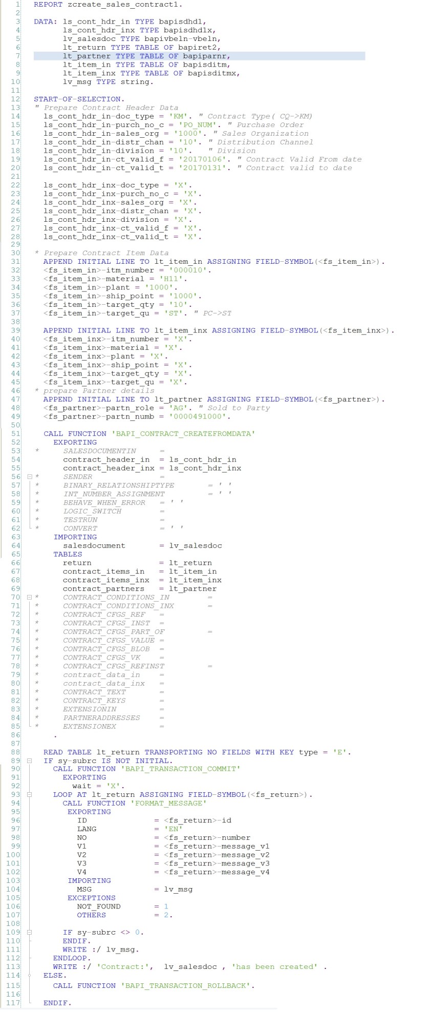 Contract Create Using BAPI-BAPI_CONTRACT_CREATEFROMDATA – SAPCODES