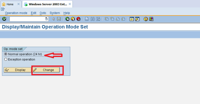 Operation mode – SAPCODES