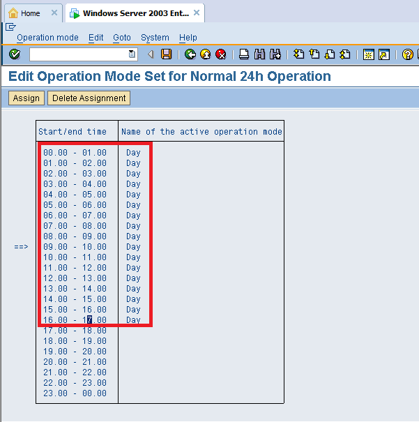 Operation mode – SAPCODES